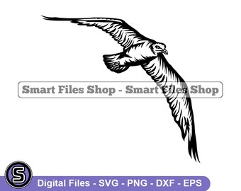 Flying Seagull Silhouette SVG Svg Dxf Cricut Silhouette - Etsy