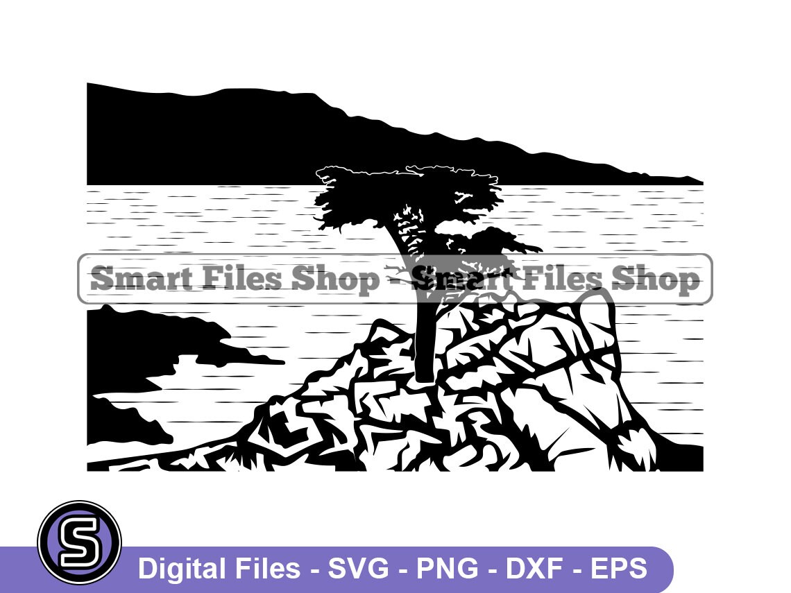 Tree on A Cliff Svg, Tree Svg, Cliff Svg, Lake Svg, Ocean Svg, Sea Svg ...