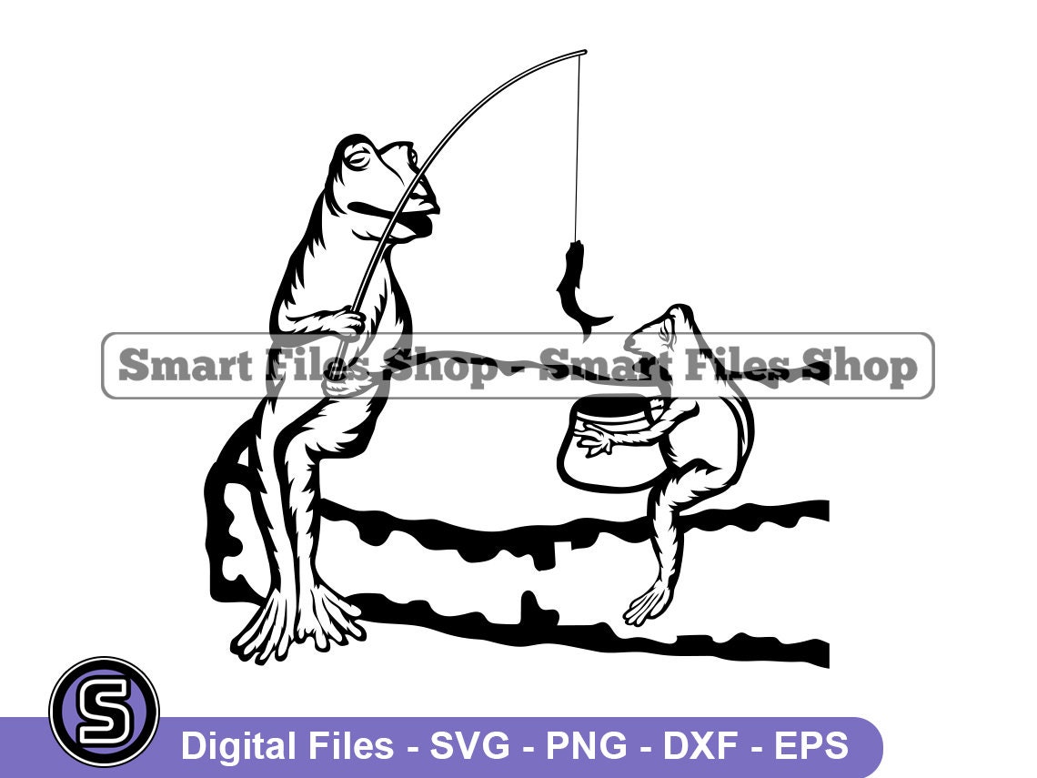 Fishing Frog SVG, Frog SVG, Toad Svg, Fishing Svg, Fishing Dxf, Fishing ...
