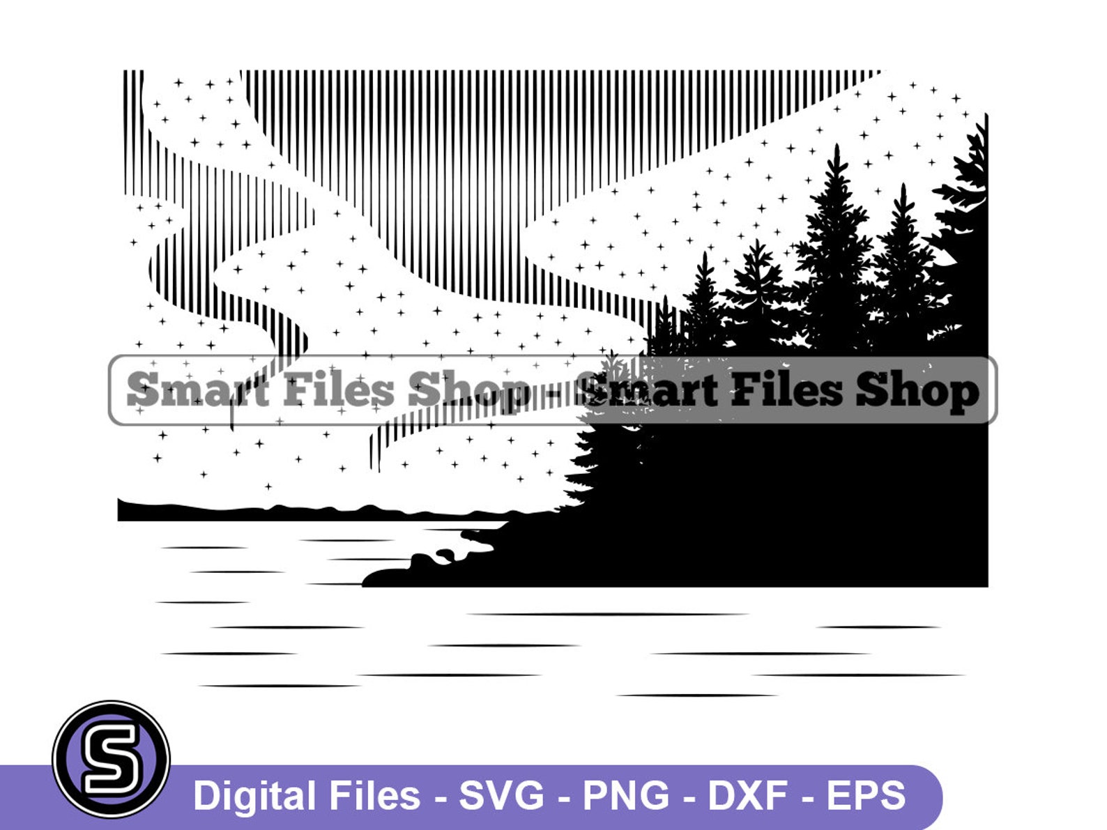 Northern Lights #3 SVG, Arctic Svg, Forest Svg, Northern Lights Dxf ...