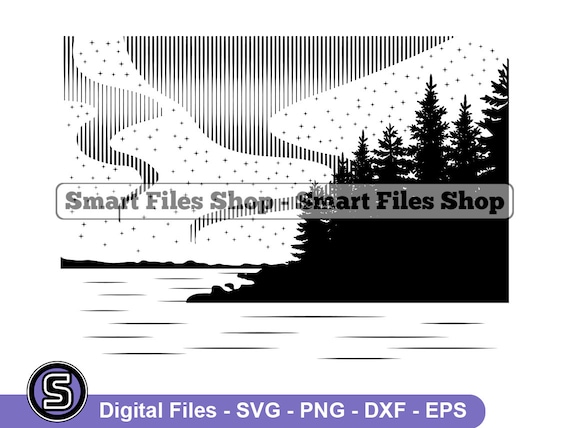 Northern Lights 3 SVG Arctic Svg Forest Svg Northern | Etsy