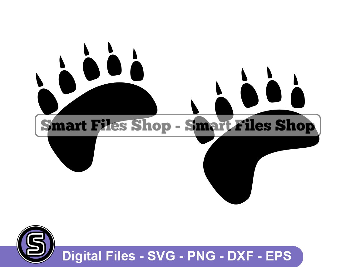 Bear Front Paw Footprint 2 SVG Bear Svg Footprint Svg - Etsy