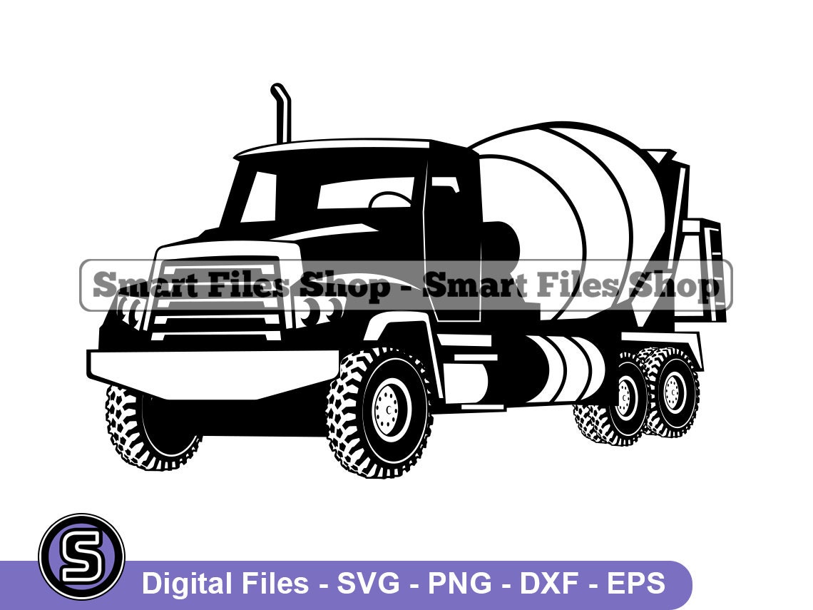 Cement Mixer Truck Svg Heavy Equipment Svg Concrete Truck - Etsy
