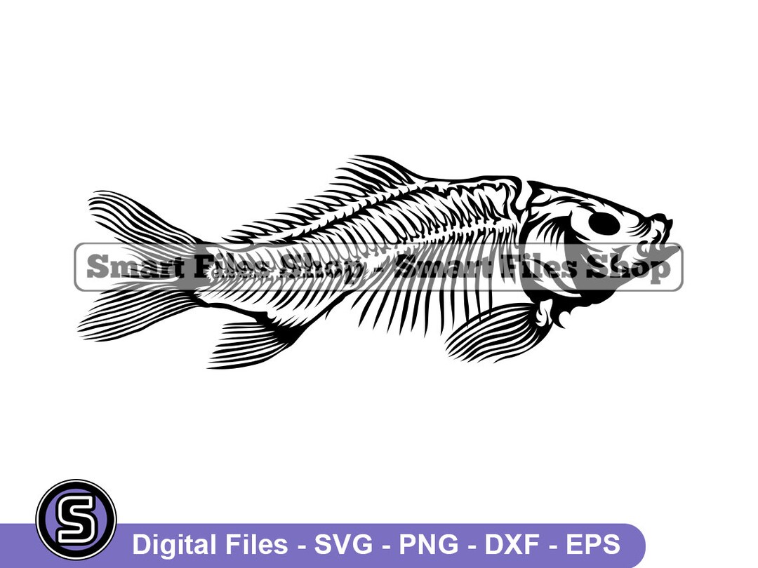 Fish Skeleton SVG, Carp SVG, Fishing Svg, Fish Skeleton Dxf, Fish ...