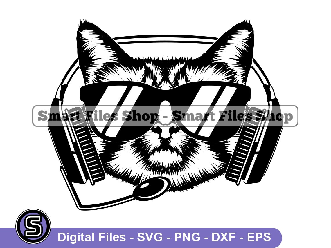 Cat Gamer Logo Svg Cat Headset Svg Gaming Mascot Svg Gaming | Etsy