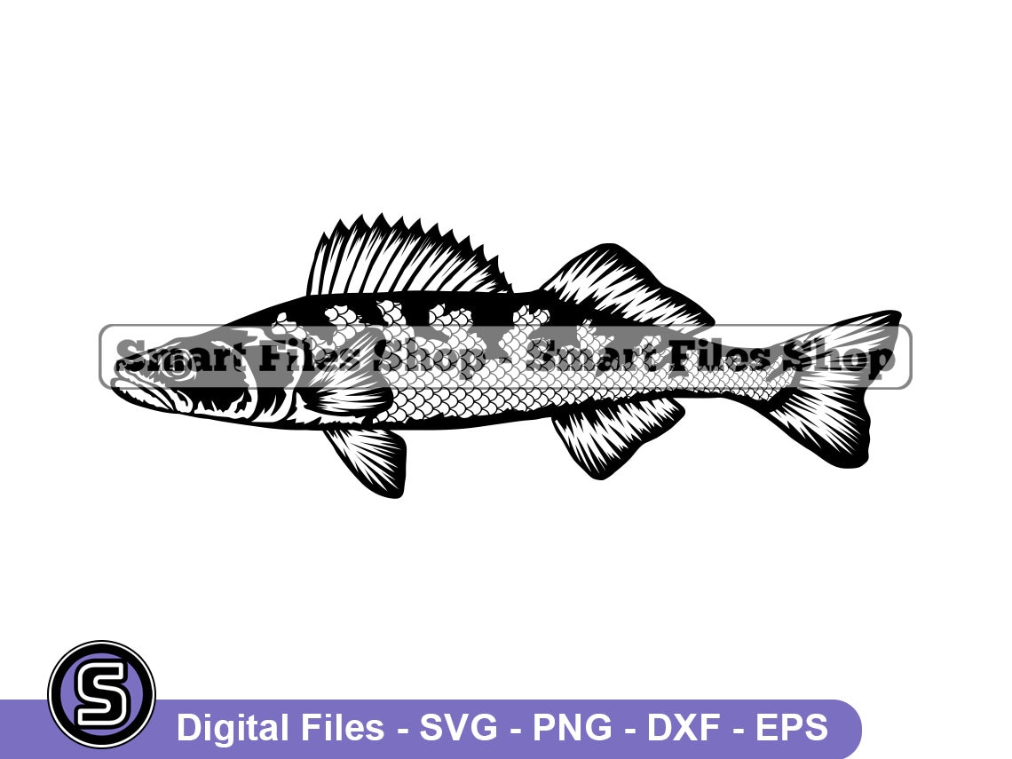 Walleye Svg, Fish Svg, Fishing Svg, Fishing Dxf, Fishing Png, Fishing ...