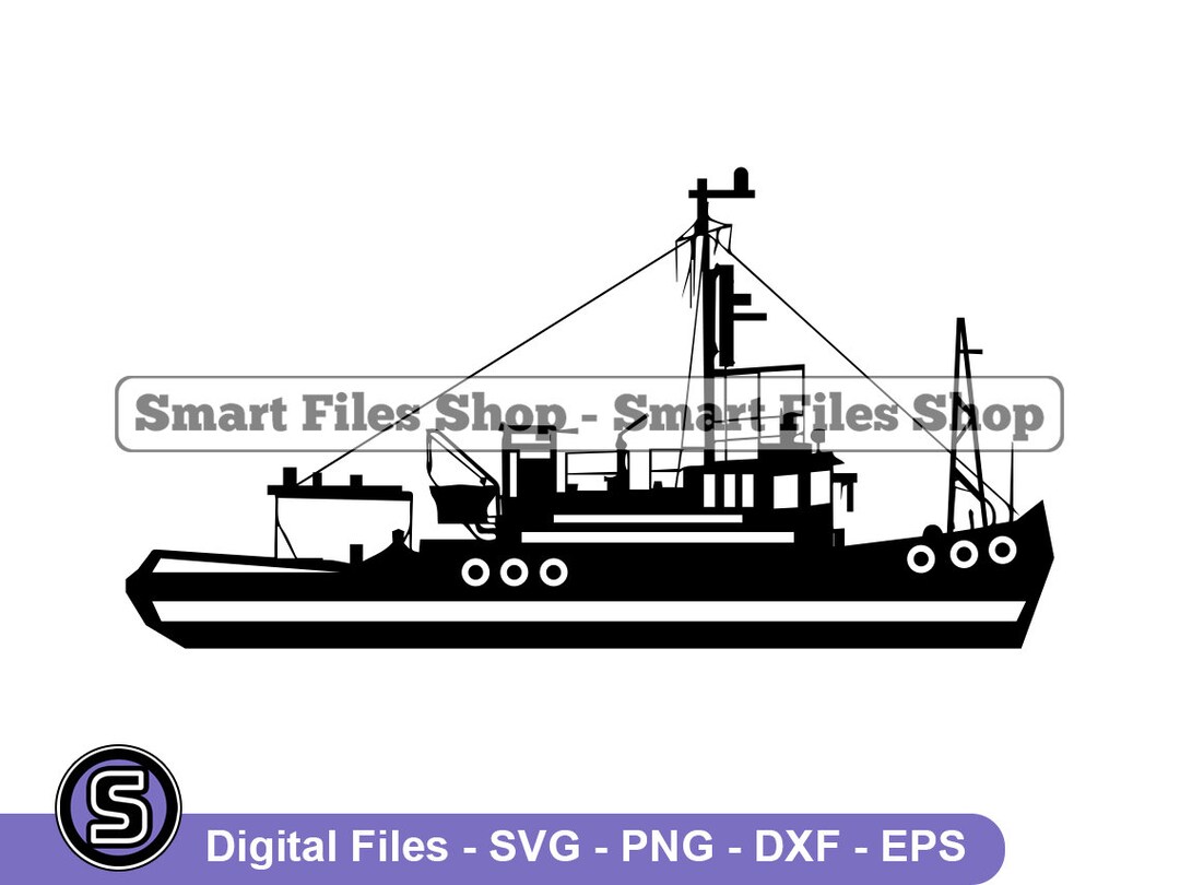 Tugboat 5 Svg, Tugboat Svg, Schiff Svg, Tugboat Dxf, Tugboat Png ...