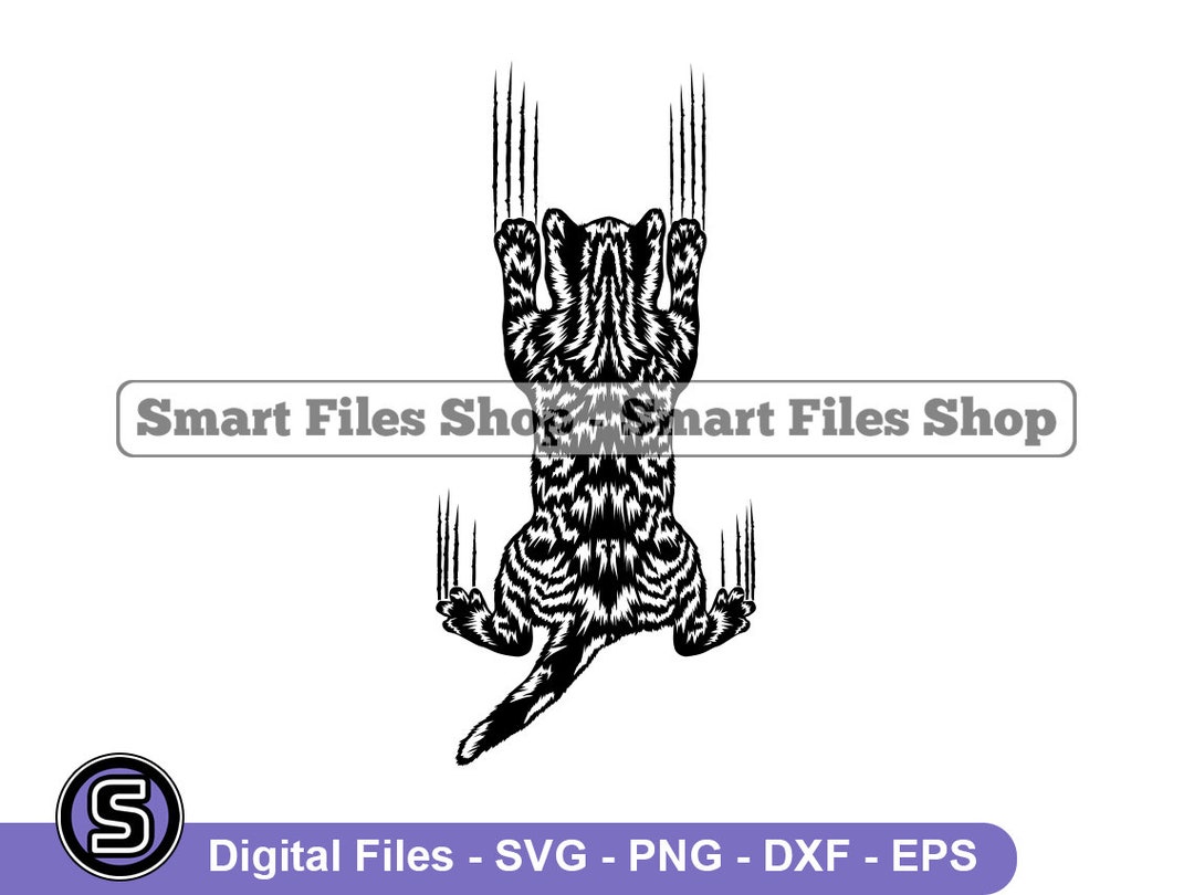 Cat Scratching Wall 2 Svg, Cat Svg, Cat Nails Svg, Cat Dxf, Cat Png ...