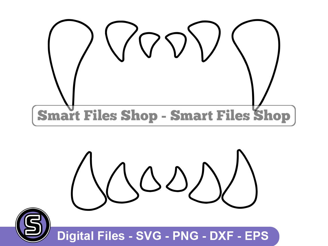 Tiger Teeth Outline Svg, Sharp Teeth Svg, Animal Teeth Svg, Tiger Teeth ...