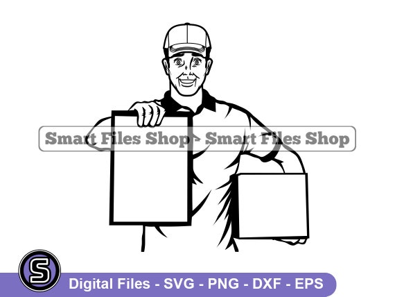 Delivery Man Sign in Hand Svg Ecommerce Svg Shipping Svg | Etsy
