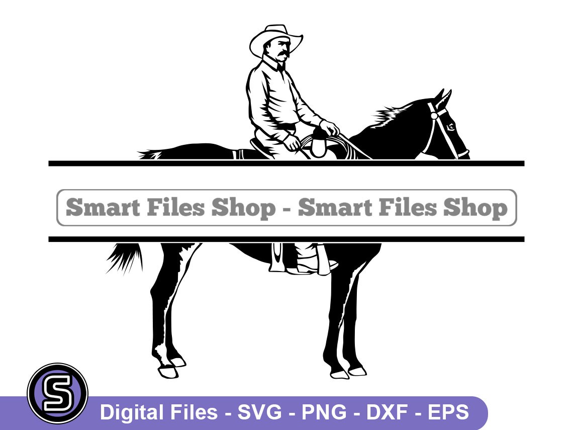 Cowboy on Horse Split Monogram SVG Cowboy Svg Rancher Svg | Etsy