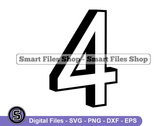 Number 4 in 3D Svg Number 4 Svg 3D Svg Age Svg Birthday | Etsy UK