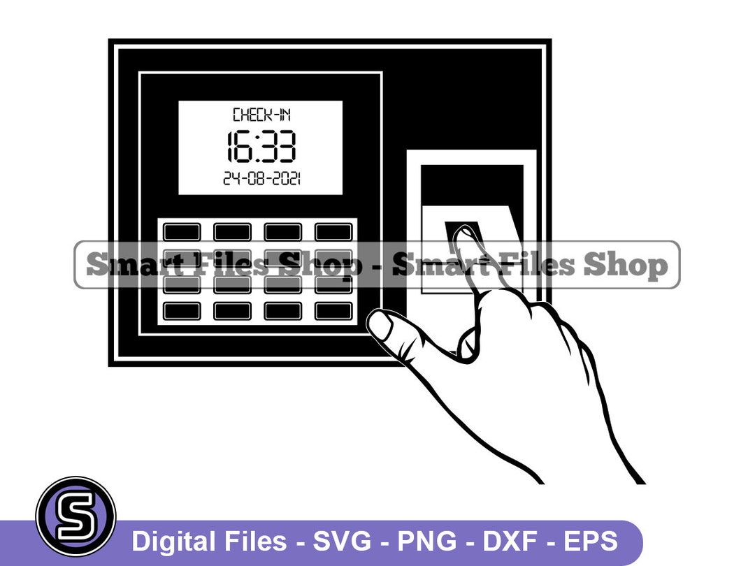 Biometric Fingerprint Time Clock Svg, Employee Svg, Worker Svg ...