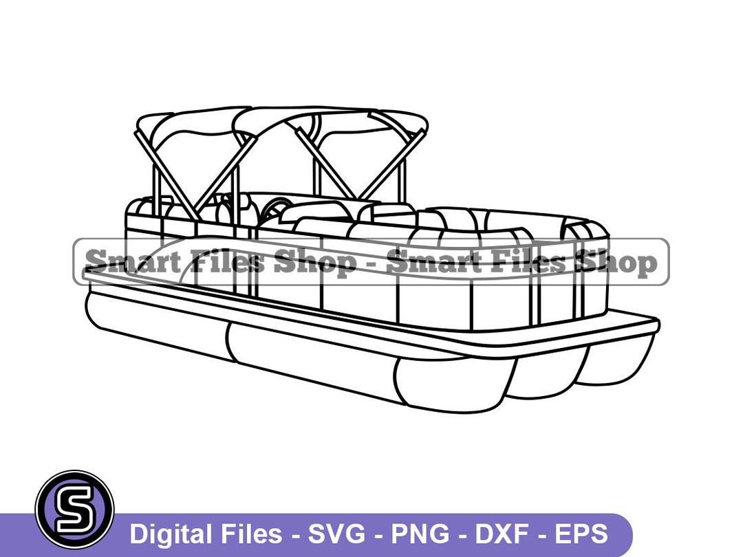 Pontoon Boat Outline Svg, Pontoon Svg, Pontoon Dxf, Pontoon Png ...