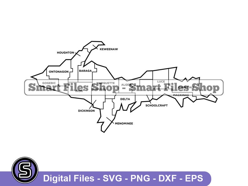 Michigan Upper Peninsula #3 Svg, Michigan Svg, Michigan Map Svg ...
