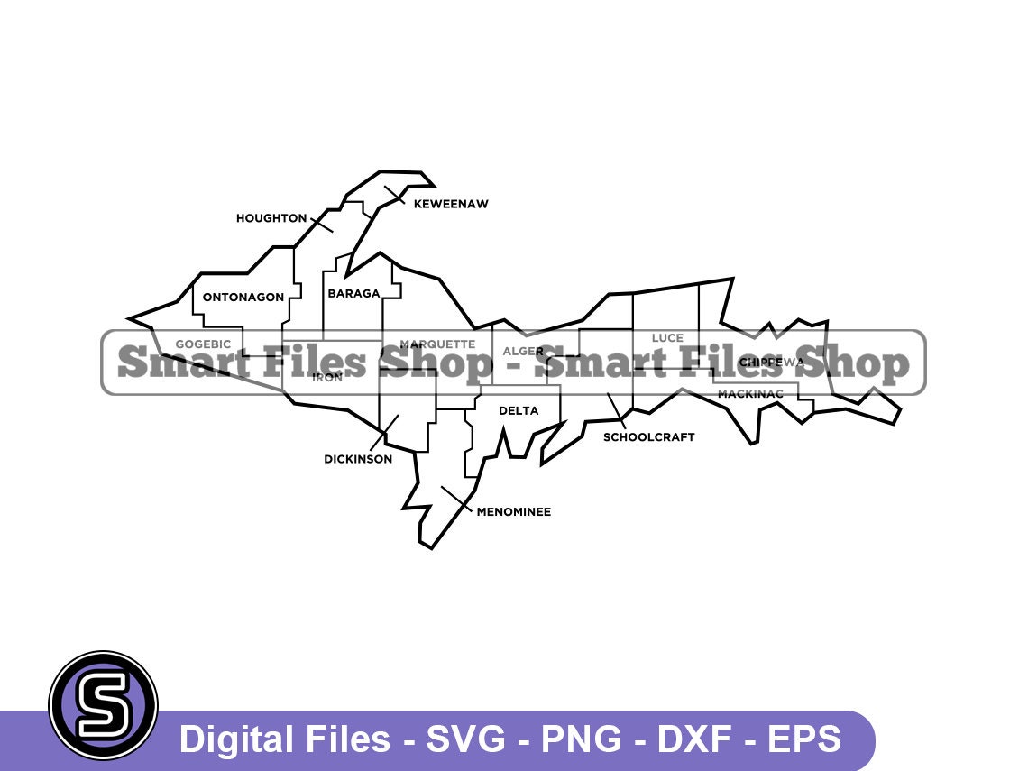 Michigan Upper Peninsula 3 Svg Michigan Svg Michigan Map - Etsy