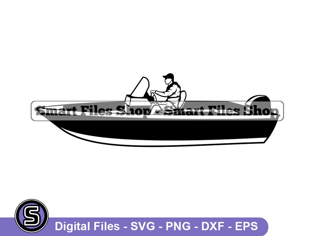 Barco a motor Svg, Lancha rápida svg, Barco a motor Dxf, Barco a motor ...