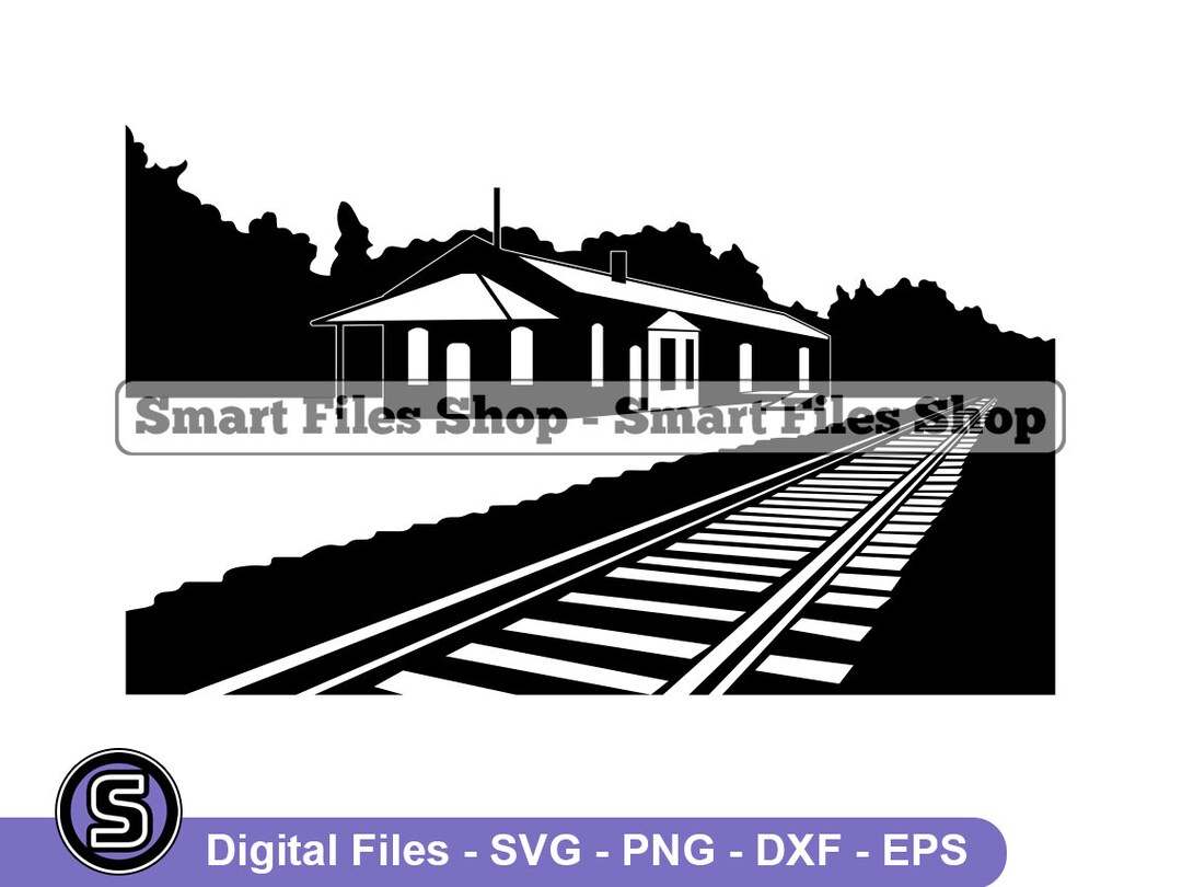 Old Railroad Station SVG, Train Station Svg, Railroad Station Dxf ...