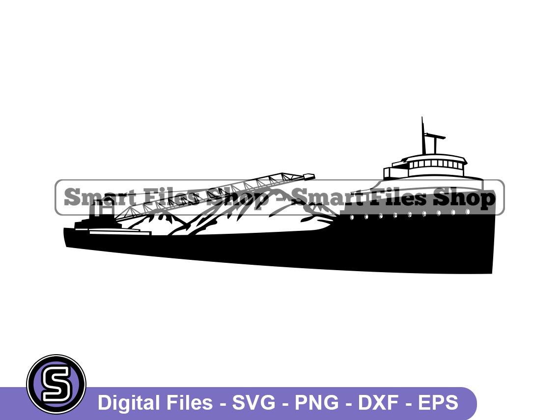 Lake Freighter #2 Svg, Lake Freighter Svg, Shipping Svg, Industrial Svg ...