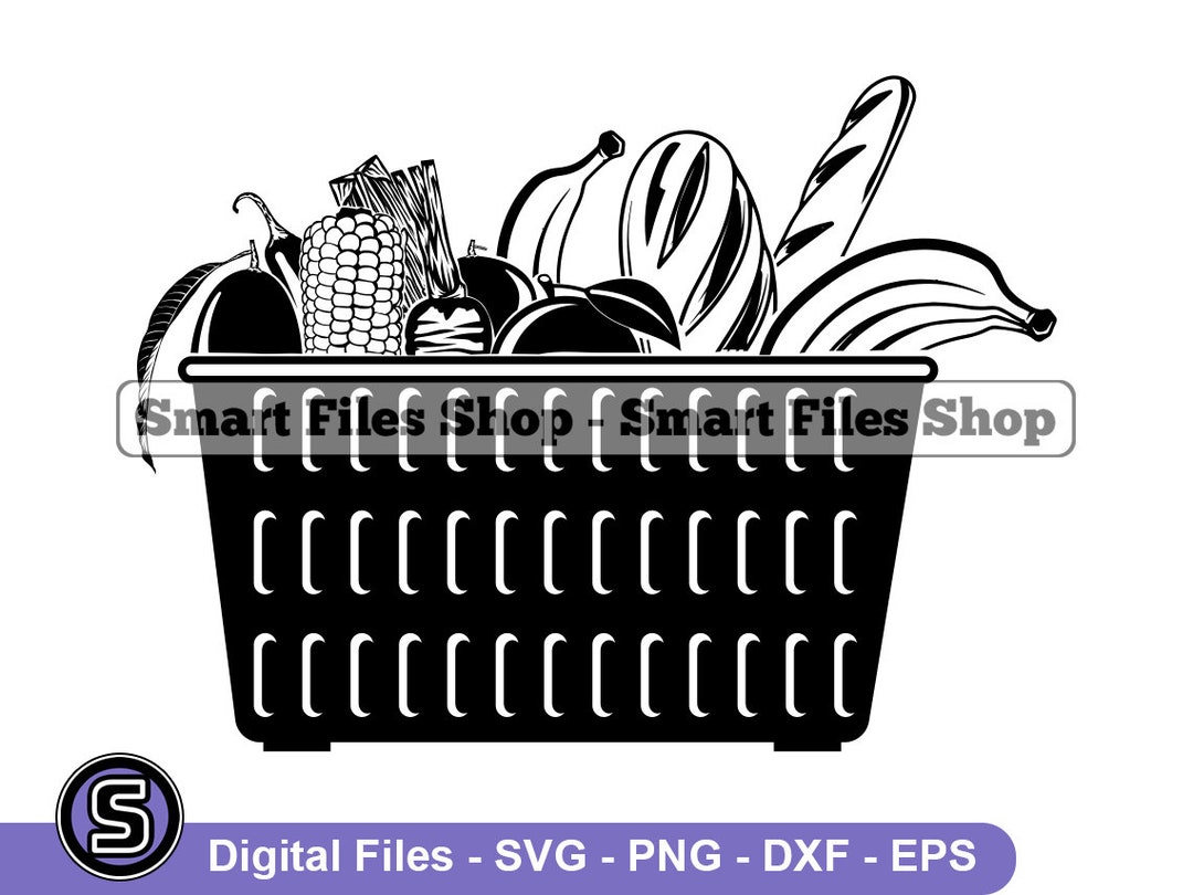 Grocery Basket Svg, Groceries Svg, Shopping Svg, Groceries Dxf ...