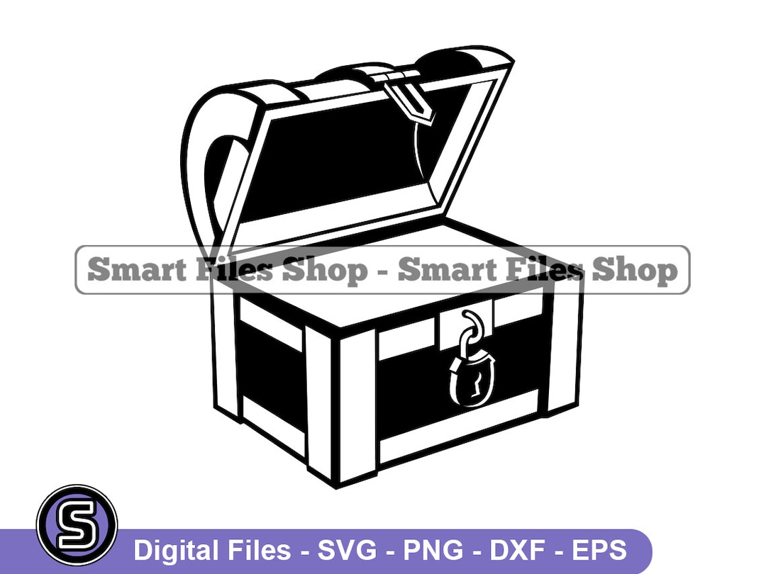 Empty Treasure Chest Svg, Treasure Svg, Gold Coins Svg, Treasure Dxf ...