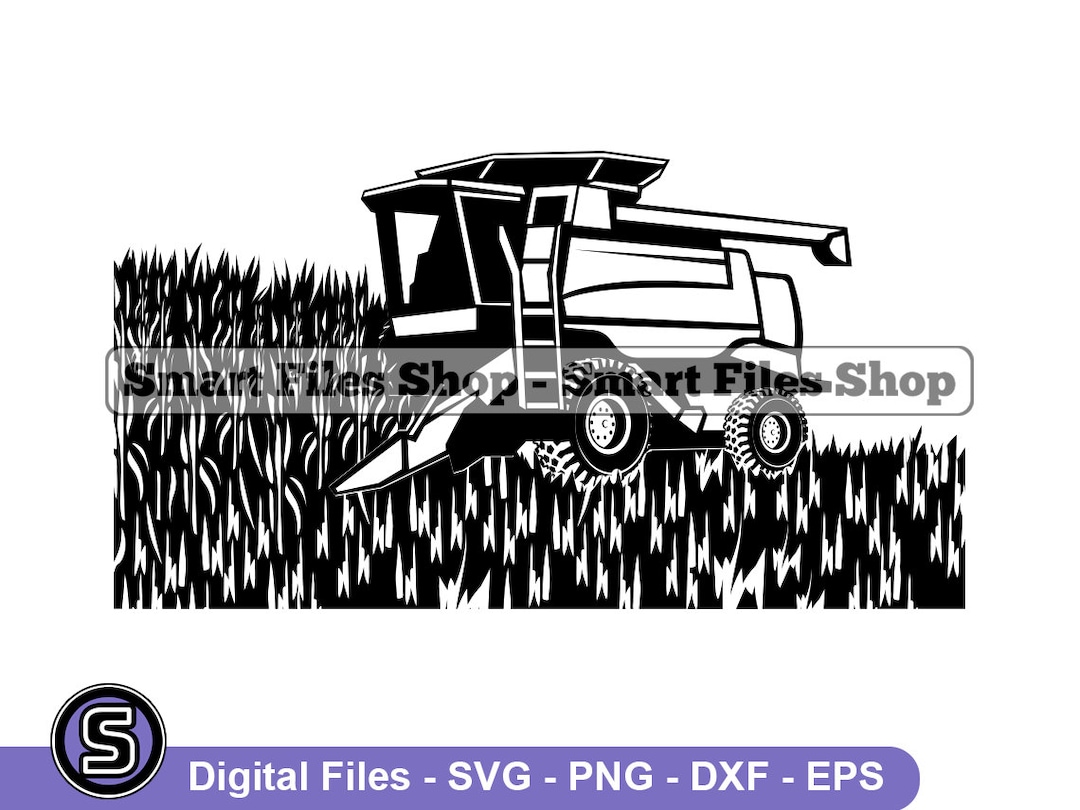 Combine Harvesting Corn Stocks Svg, Harvester Svg, Combine Harvester ...