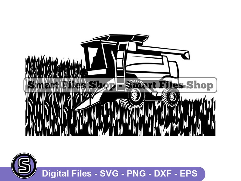 Combine Harvesting Corn Stocks Svg Harvester Svg Combine | Etsy