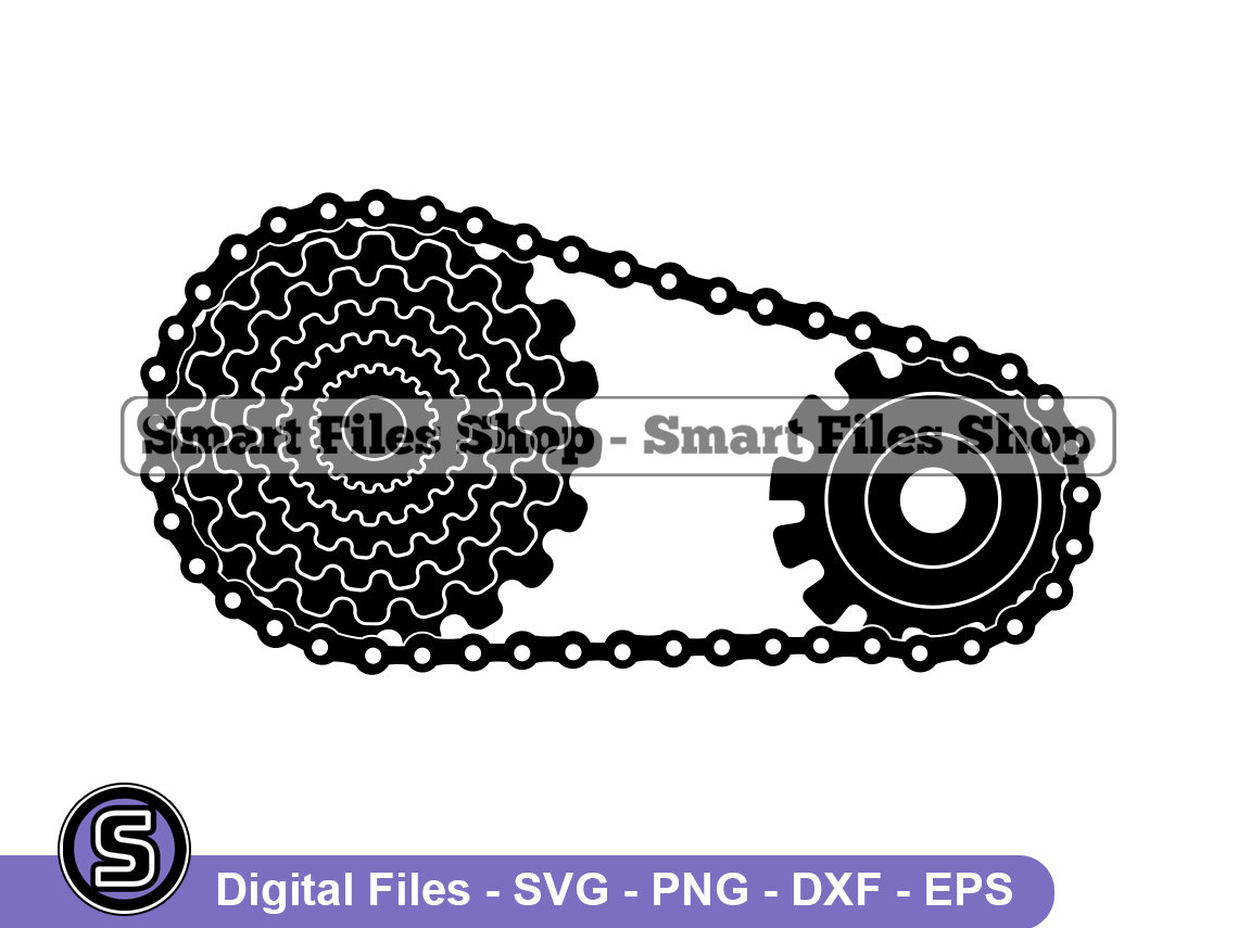 Bicycle Gear and Chain Svg, Gear Svg, Mechanical Svg, Gear Dxf, Gear ...