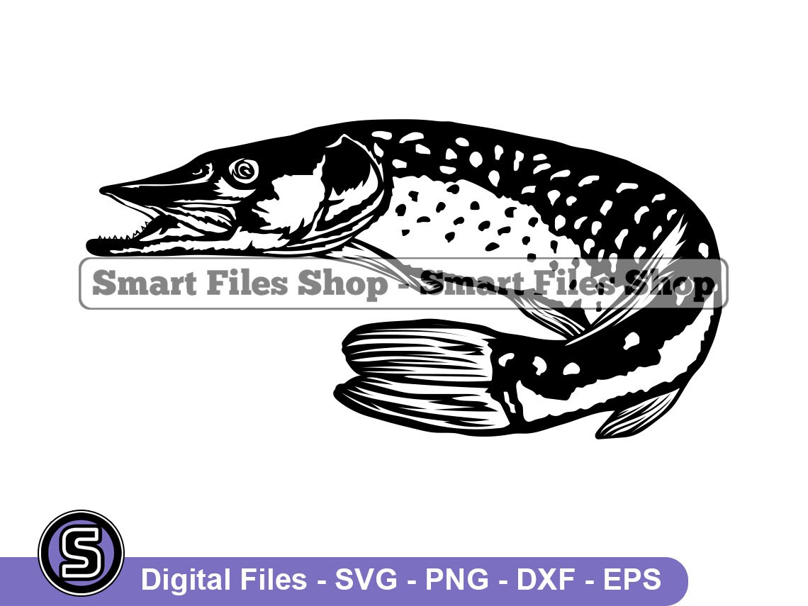 Pike Fish Svg Pike Fishing Svg Fish Svg Pike Fish Dxf Pike | Etsy