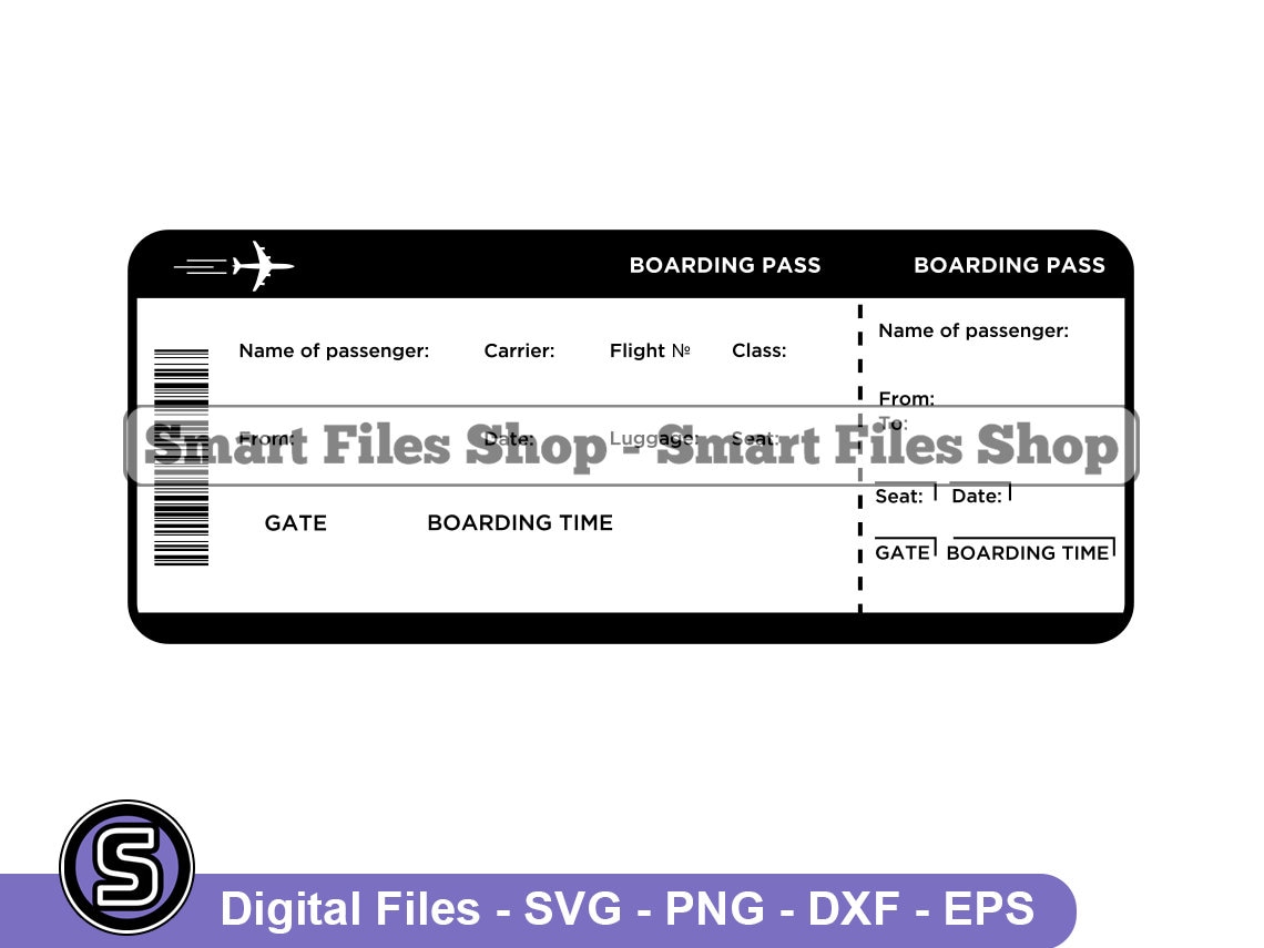 Boarding Pass Template SVG, Airplane Ticket Svg, Travel Svg, Vacation ...
