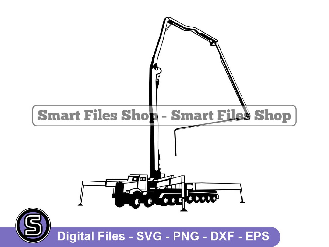 Concrete Pump Truck #4 Svg, Heavy Equipment Svg, Cement Pump Truck Svg ...