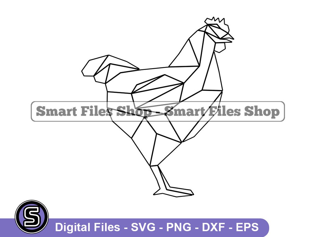 Geometric Chicken Outline Svg, Chicken Svg, Geometric Animals Svg ...