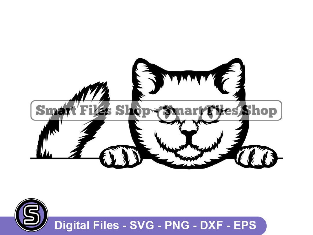 Peeking Russian Blue Cat SVG, Peeking Cat SVG, Cat Svg, Cat Dxf, Cat ...