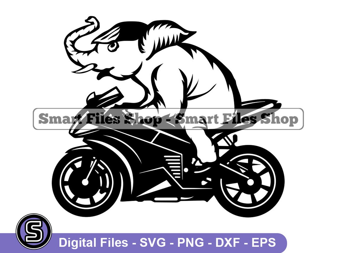 Elephant Riding Motorcycle SVG, Elephant Svg, Motorcycle Svg ...