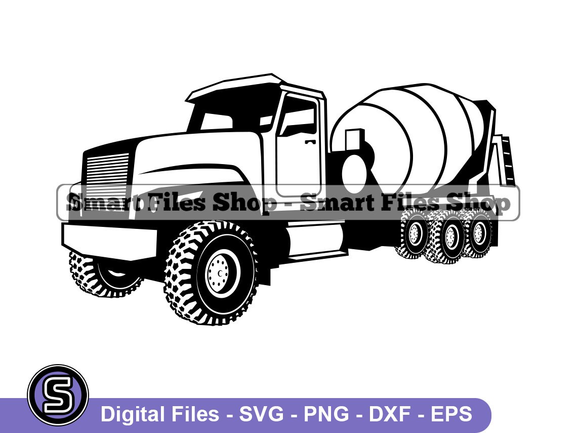 Concrete Mixer Truck 2 Svg Heavy Equipment Svg Concrete - Etsy