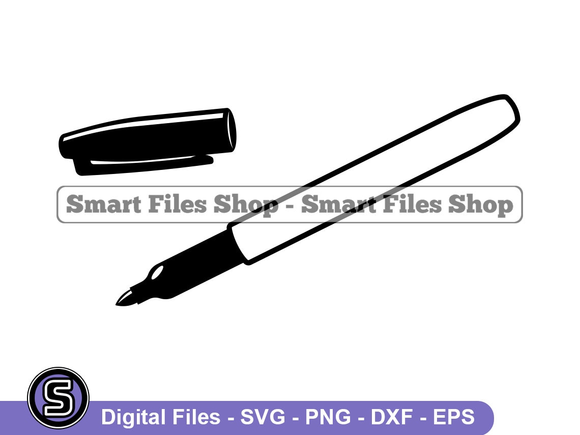 Black Marker Pen SVG, Marker Svg, Supplies Svg, Black Marker Dxf, Black ...