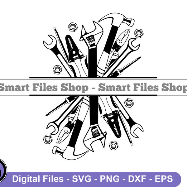 Handyman Tools Split Monogram Svg - Etsy