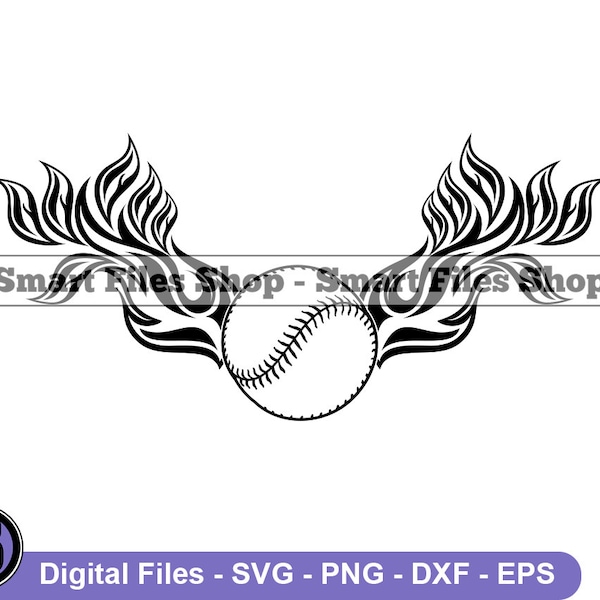 Flaming Baseball Svg - Etsy