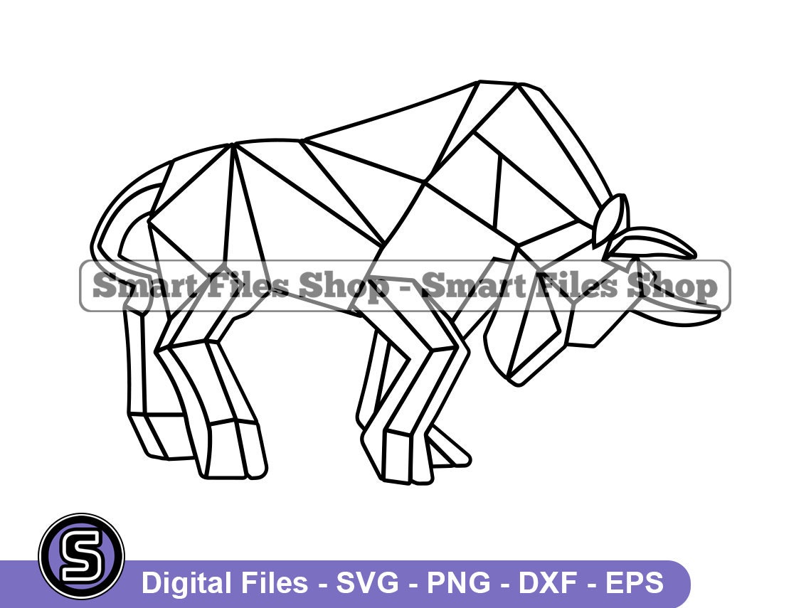 Geometric Bull Outline Svg Bull Svg Geometric Svg Cattle - Etsy Singapore