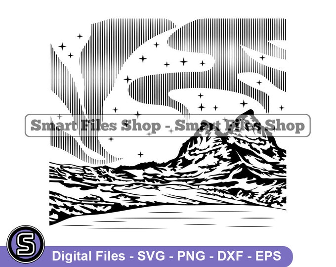 Northern Lights Clipart Vector Graphic Svg Png Jpg Eps Northern Scene ...