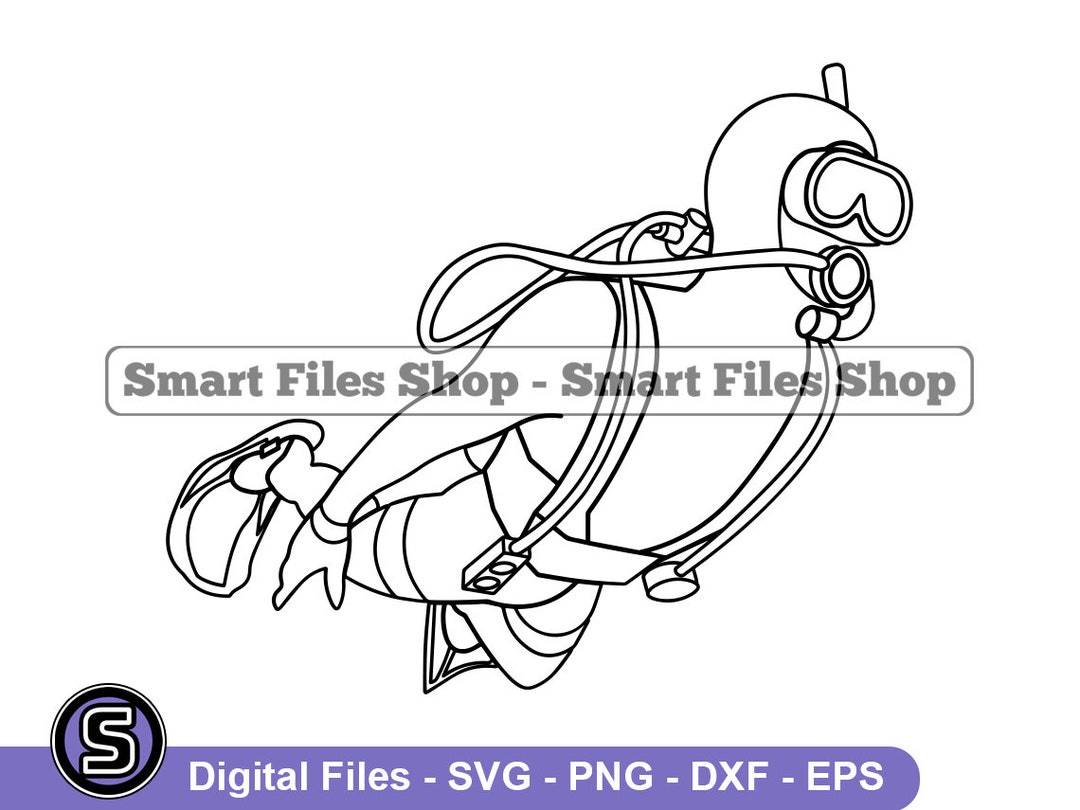 Scuba Diver Outline Svg, Scuba Diver Svg, Snorkeling Svg, Scuba Diving ...