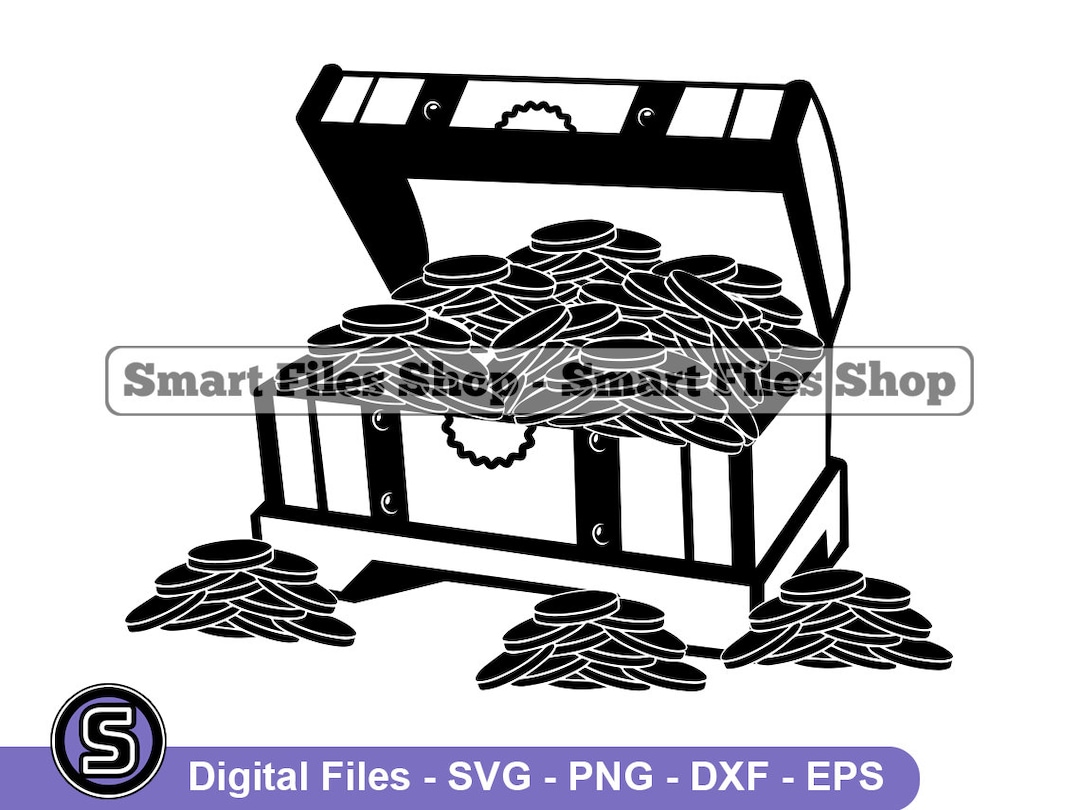 Treasure Chest Svg, Treasure Svg, Gold Coins Svg, Treasure Dxf ...