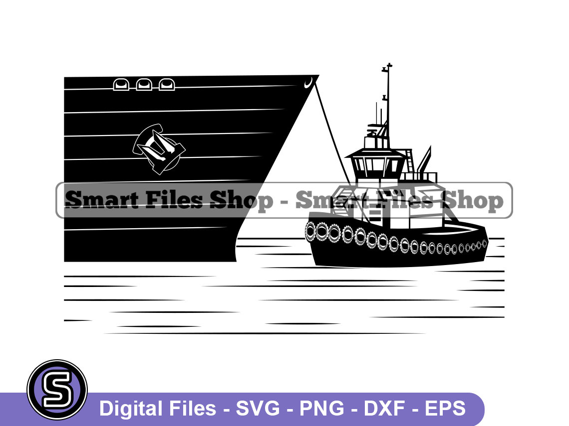Tugboat #3 Svg, Tugboat Svg, Tugboat Dxf, Tugboat Png, Tugboat Clipart ...