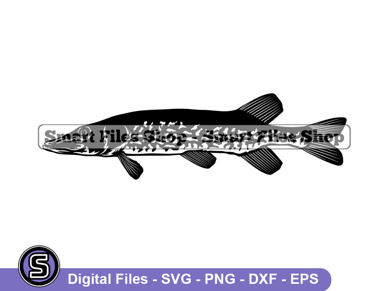 Chain Pickerel Svg Fish Svg Fishing Svg Fishing Dxf - Etsy