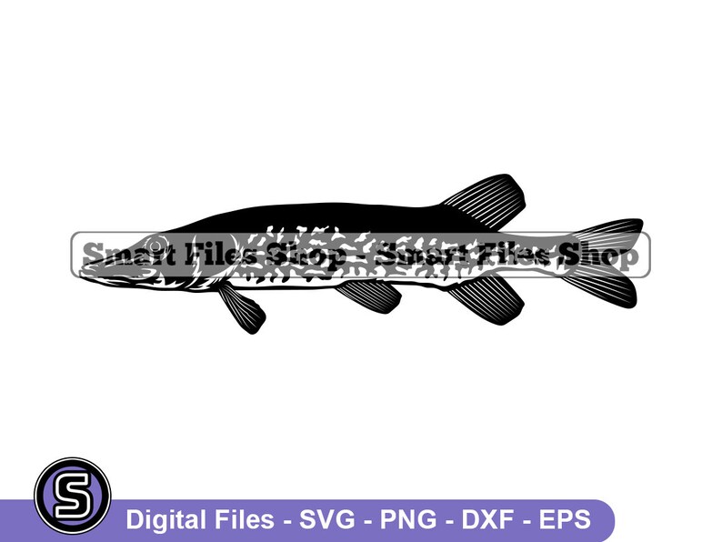 Chain Pickerel Svg Fish Svg Fishing Svg Fishing Dxf - Etsy