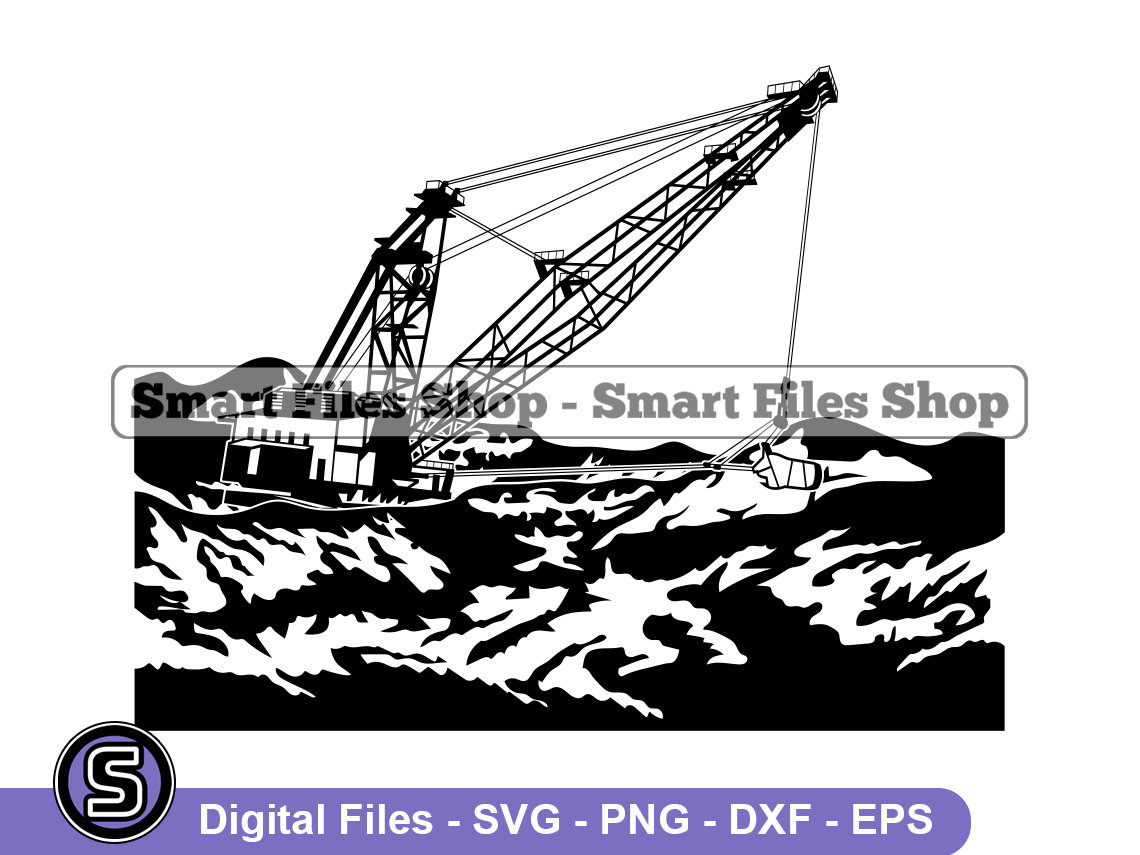 Dragline Excavator 2 Svg, Heavy Equipment Svg, Dragline Excavator Dxf ...