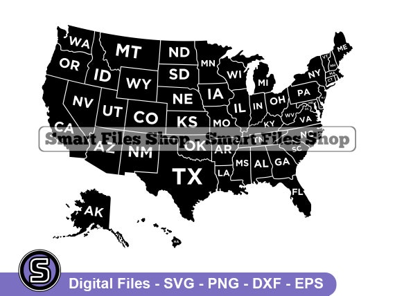 50 States Svg USA Map Svg US Map Svg 50 States Dxf 50 - Etsy Australia