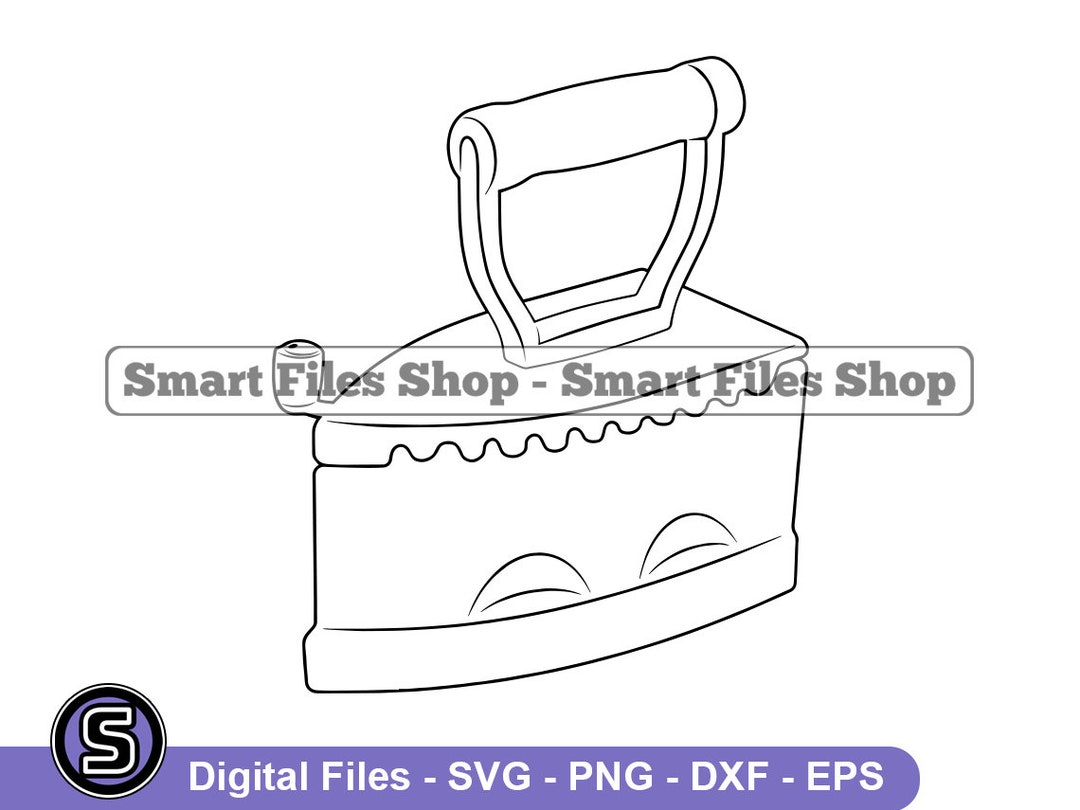 Retro Clothing Iron Outline SVG, Clothing Iron SVG, Clothing Iron Dxf ...