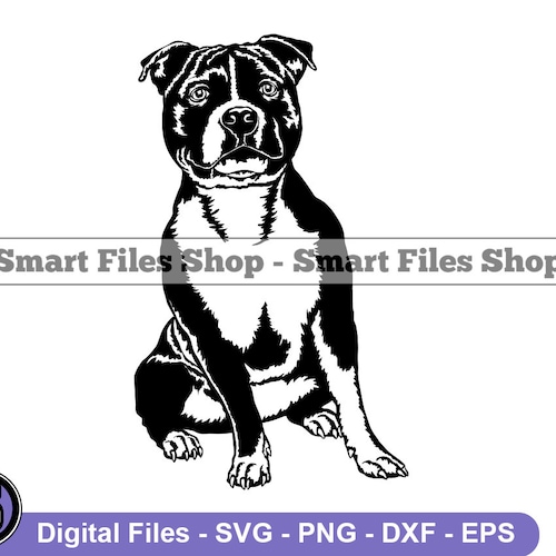 American Staffordshire Terrier SVG Silhouettes Dxf Dog - Etsy