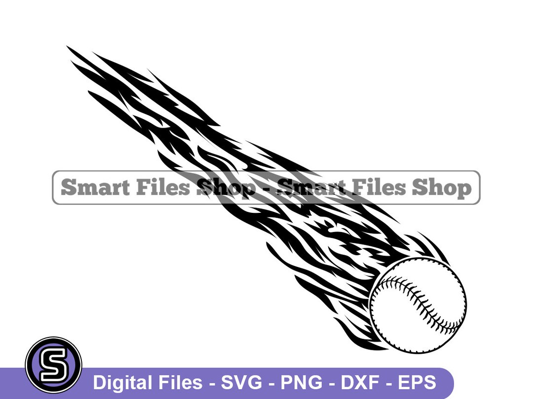 Flaming Baseball 2 Svg, Baseball Svg, Softball Svg, Baseball Dxf ...